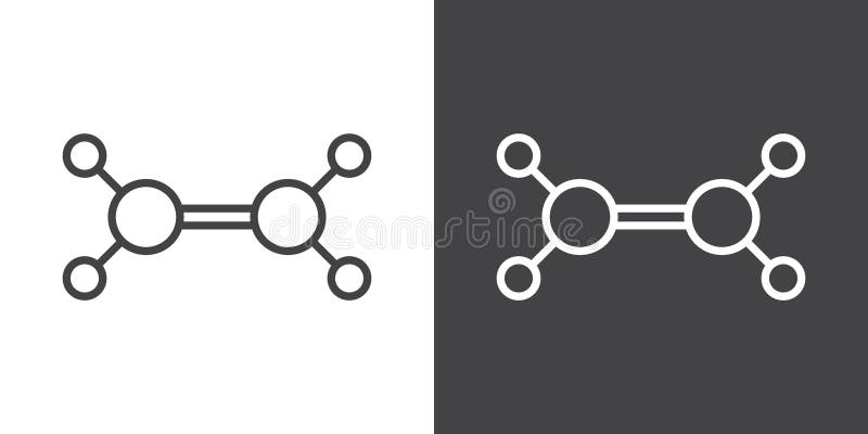 Ethylene Molecule Icon Flat Vector Set Outline Stock Vector ...
