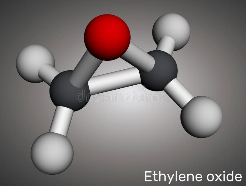 Ethylene Oxide, Oxirane C2H4O Molecule. Molecular Model Stock ...