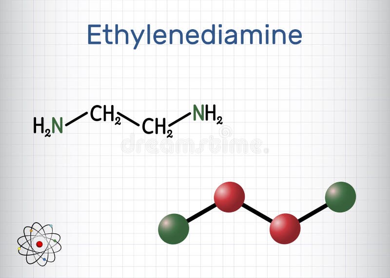 Ethylenediamine C2H8N2 Molecule. it is Basic Amine, Polyethylene Amine ...