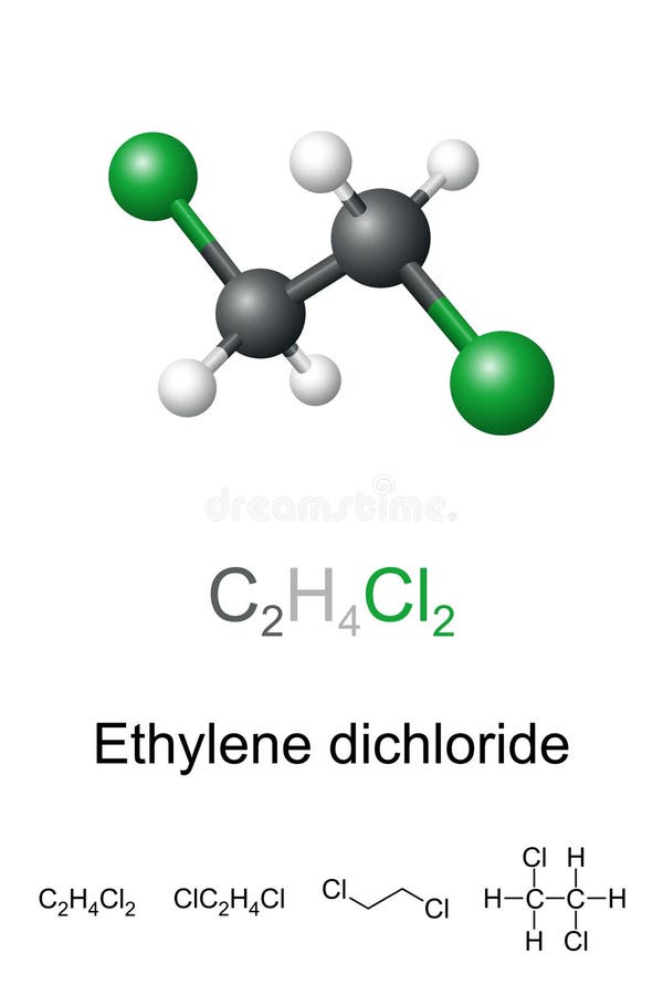 Ethylene Dichloride, EDC, Molecule Model and Chemical Formula Stock ...