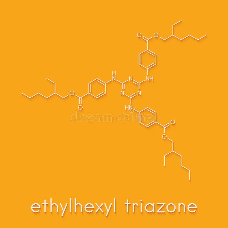Ethylhexyl Triazone Sunscreen Molecule UV Filter. Skeletal Formula ...