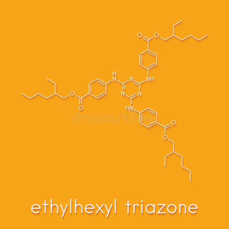 Ethylhexyl Triazone Sunscreen Molecule UV Filter. Skeletal Formula ...