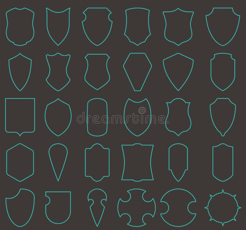Etiketten in De Vorm Van Schild Vectorreeks Contouren Vector ...