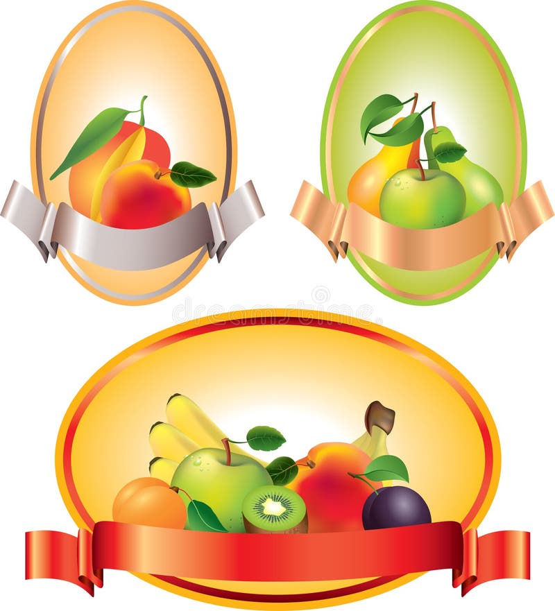 Etiketten Met Vruchten in Vector Vector Illustratie - Illustration of ...