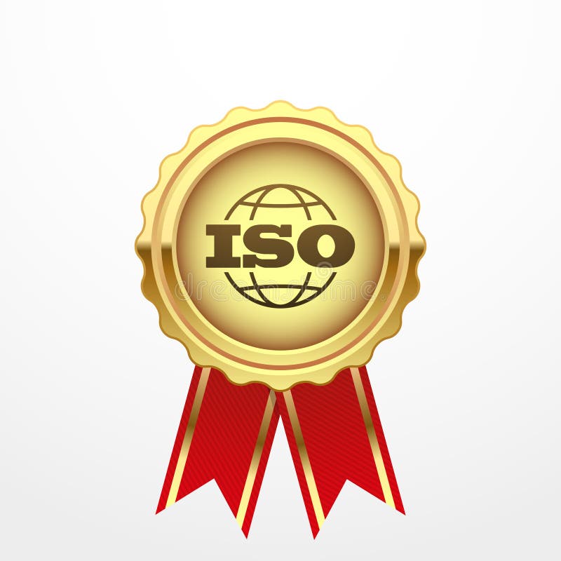 Etiqueta De Oro Del Certificado Del ISO, Ejemplo Del Vector Ilustración ...