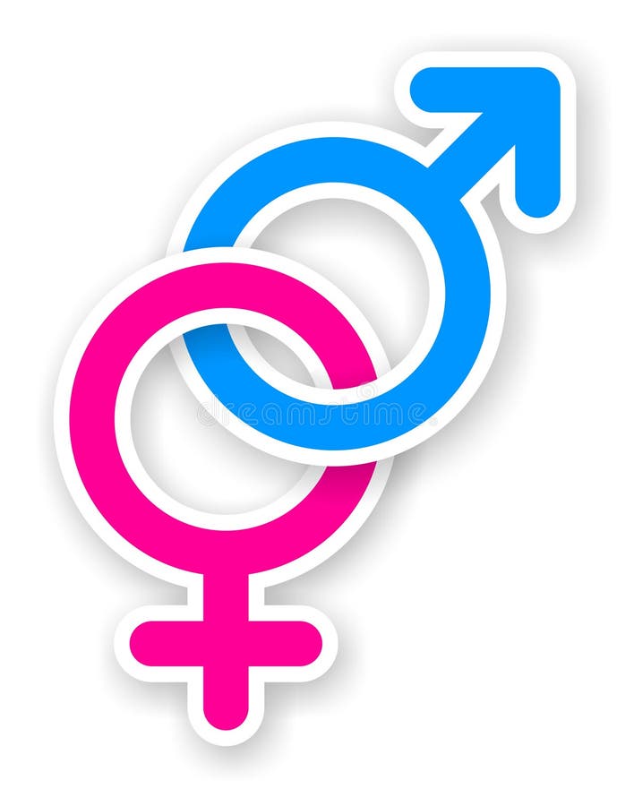 Etiqueta Do Símbolo De Sexo Fêmea E Masculino Cor De Rosa E Azul