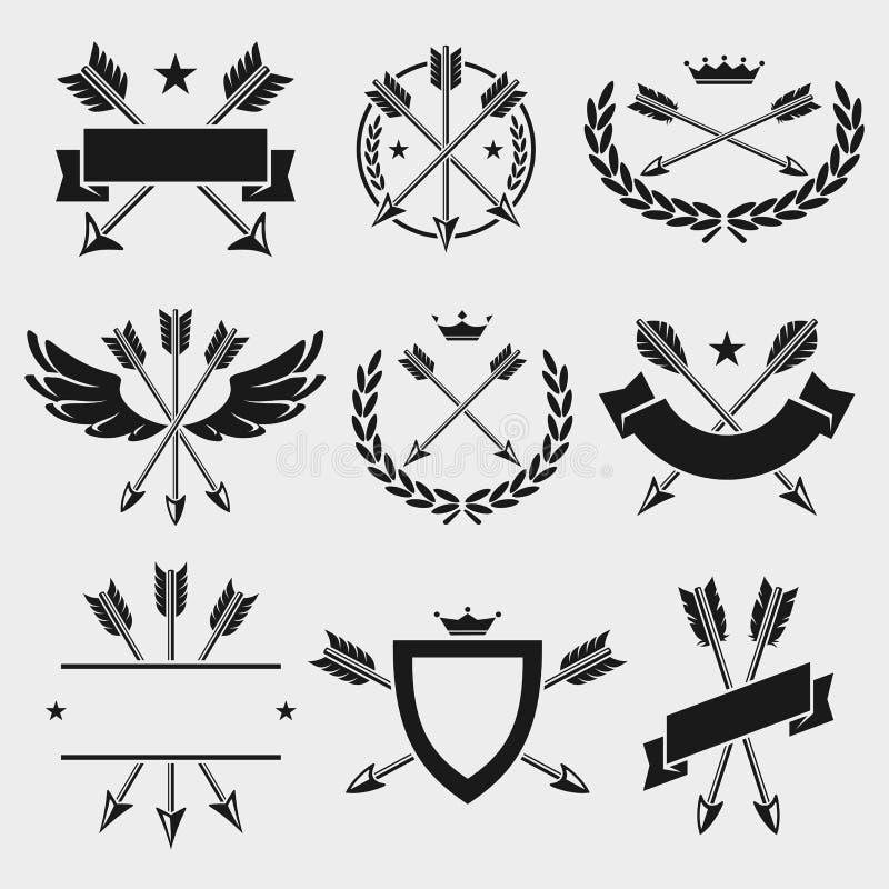 Etiquetas De La Flecha Del Arco Y Sistema De Elementos Vector ...