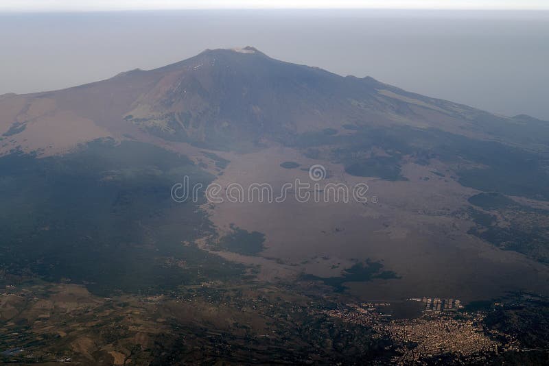 Etna Volcano Aerial View from Airplane Window Stock Photo - Image of ...