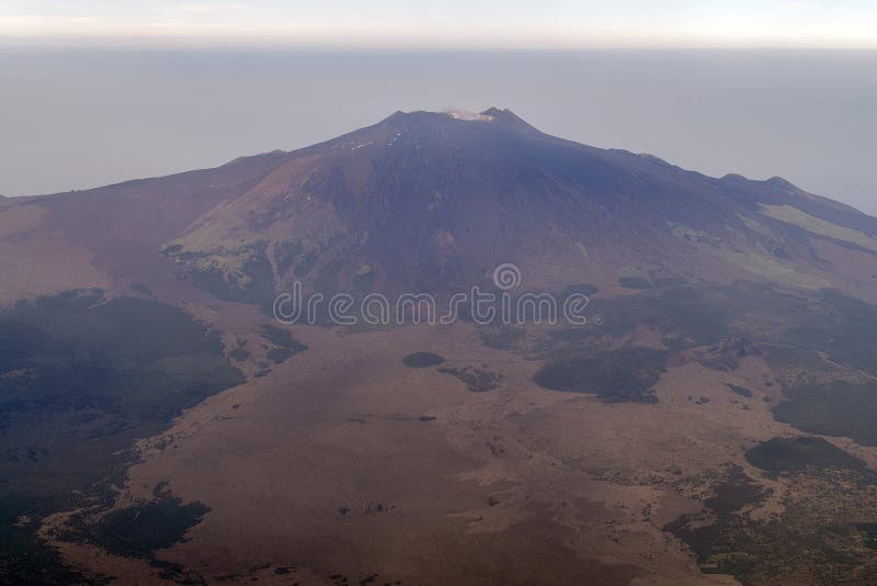 Etna Volcano Aerial View from Airplane Window Stock Photo - Image of ...