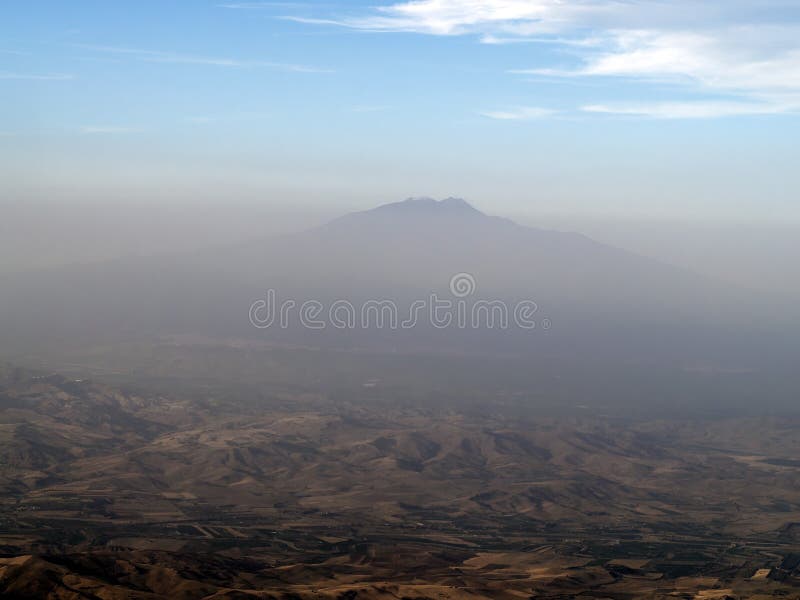 Etna Volcano Aerial View from Airplane Window Stock Photo - Image of ...