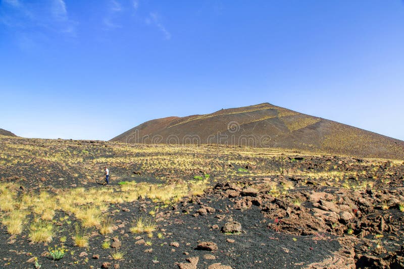 Etna Volcano Crater -landscape Summer Time - Sicily Stock Photo - Image ...