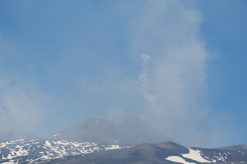 Etna volcano smoke rings stock photo. Image of blue - 313935382