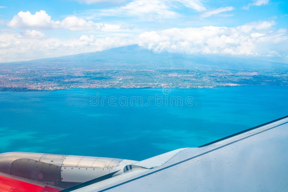Etna Volcano View through Plane Window Stock Image - Image of italian ...