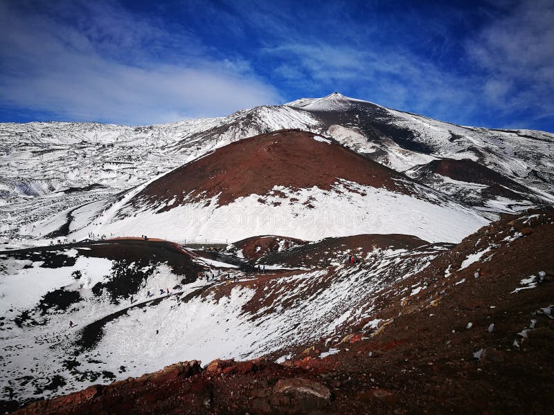 Etna Volcano, winter stock image. Image of alps, snow - 223876103
