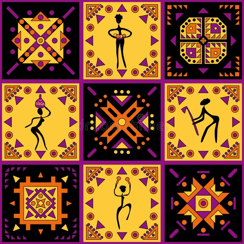 Etnisk Prydnad Med Stiliserade Diagram Stock Illustrationer ...