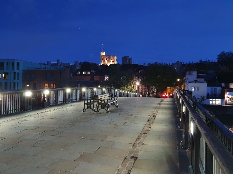 Eton Bridge at Night stock photo. Image of dark, night - 173652444
