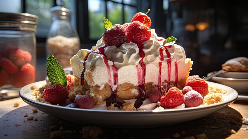 Eton Mess Cheesecake stock illustration. Illustration of whipped ...