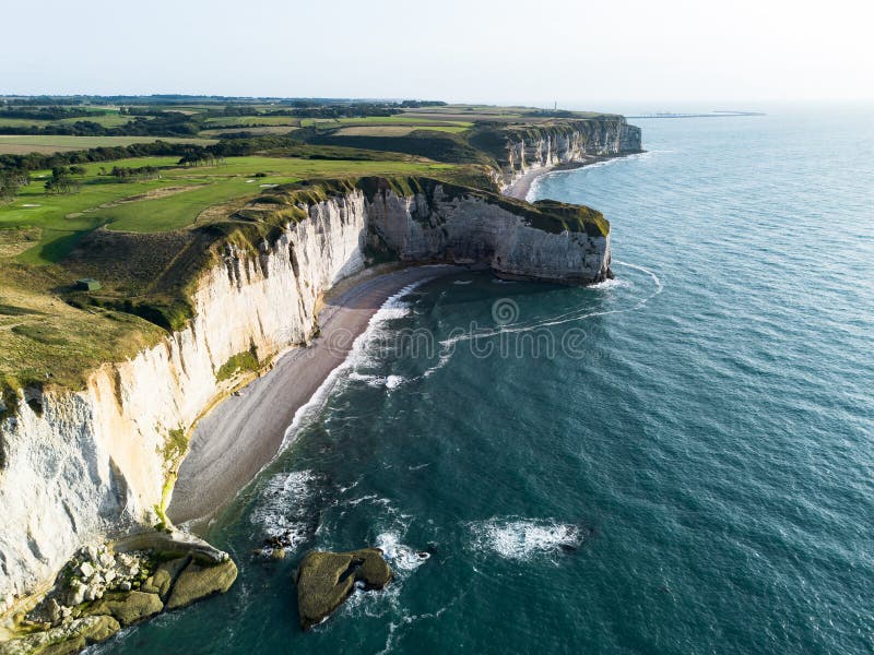 Etretat Cliffs in Normandy Drone View Stock Photo - Image of aerial ...