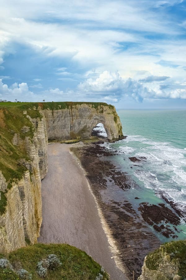 Etretat in Normandy, the Famous Cliffs Stock Photo - Image of hill ...