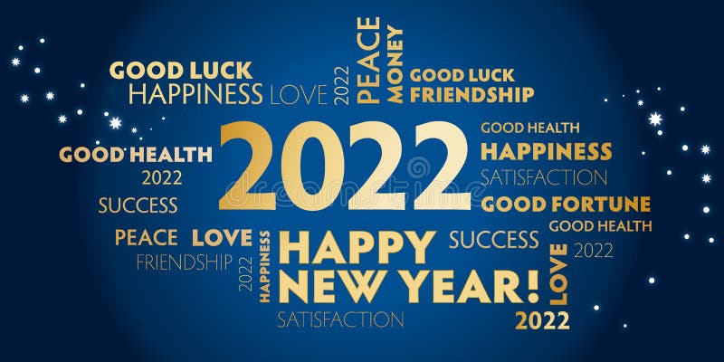 Ett Lyckligt Nytt år 2022 Med Lyckönskningar Gyllene Texter Om Blå ... Ett Lyckligt Nytt år 2022 Med Lyckönskningar Gyllene Texter Om Blå ...