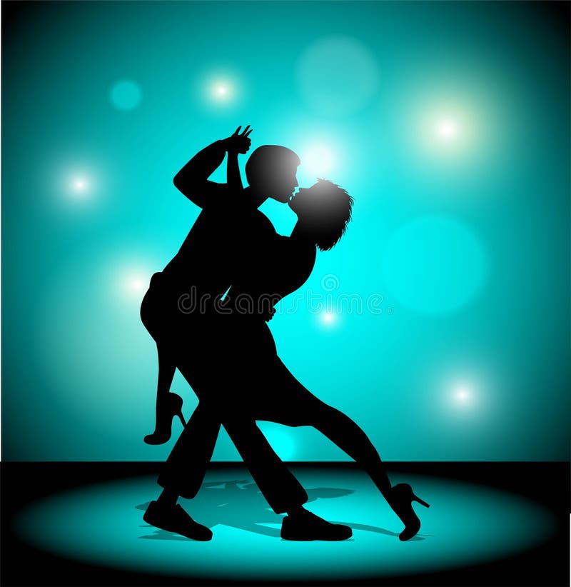 Ett par som dansar tango vektor illustrationer. Illustration av ...