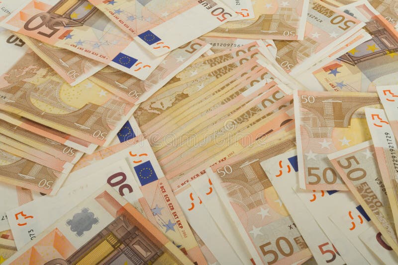EU Banknotes in 50 Euro Bills Stock Photo - Image of loan, drachmas ...