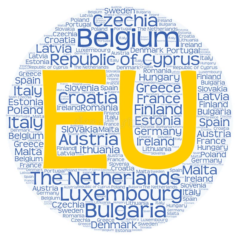 EU Countries in 2020 after Brexit Word Cloud - Horizontal Layout Stock ...