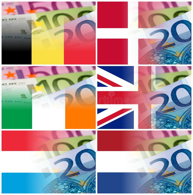 Eu Flag with Euro Banknotes Stock Illustration - Illustration of twenty ...