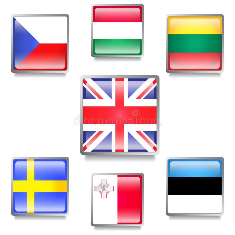 EU Countries Flags Made As Web Buttons Stock Vector - Illustration of ...