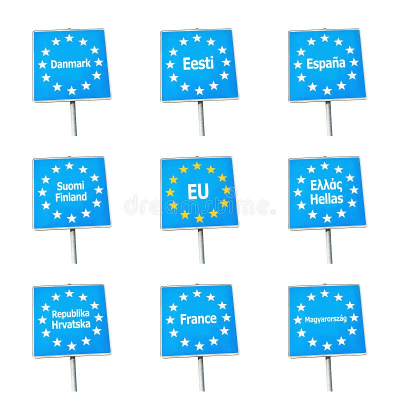 EU / Europe border signs stock illustration. Illustration of cutout ...