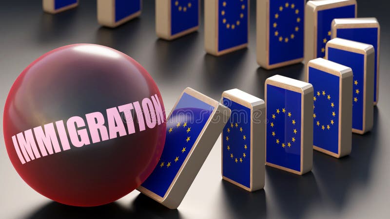 EU Europe - Decline and Possible Fall of Immigration Stock Illustration ...