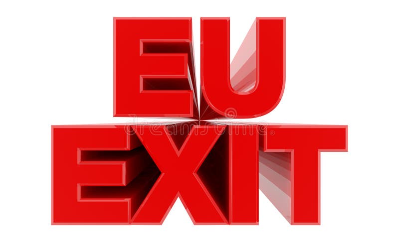EU EXIT Red Word on White Background Illustration 3D Rendering Stock ...