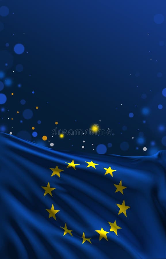 EU Flag Background Banner, European Colors 3D Render Stock Illustration ...