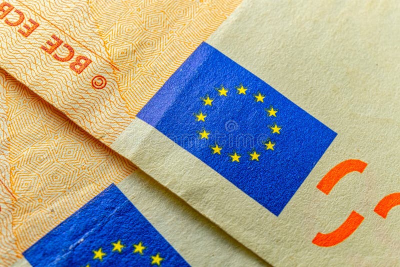 EU Flag on Euro Banknote Macro Image Stock Image - Image of wealth ...