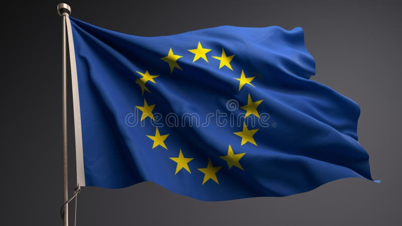 EU Flag Fluttering with Black Background Clean 3d Graphic Generative Ai ...