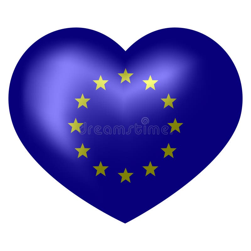 Flag of European Union in the Shape of Heart, Flat Style, Symbol Stock ...