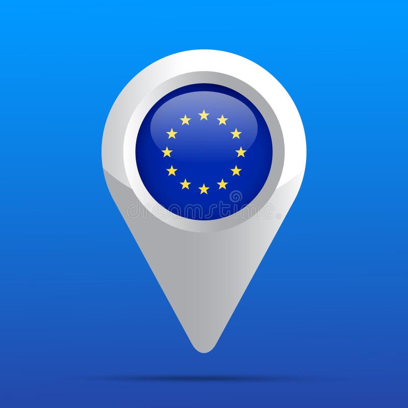 EU Flag Map Icon. Glossy Icon Stock Vector - Illustration of vector ...