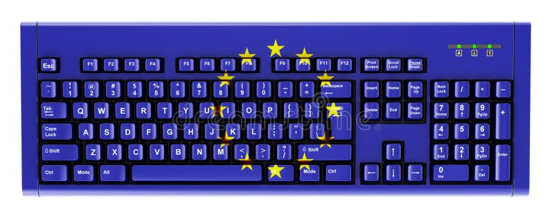 The EU Flag Painted on Computer Keyboard. 3D Rendering Stock ...