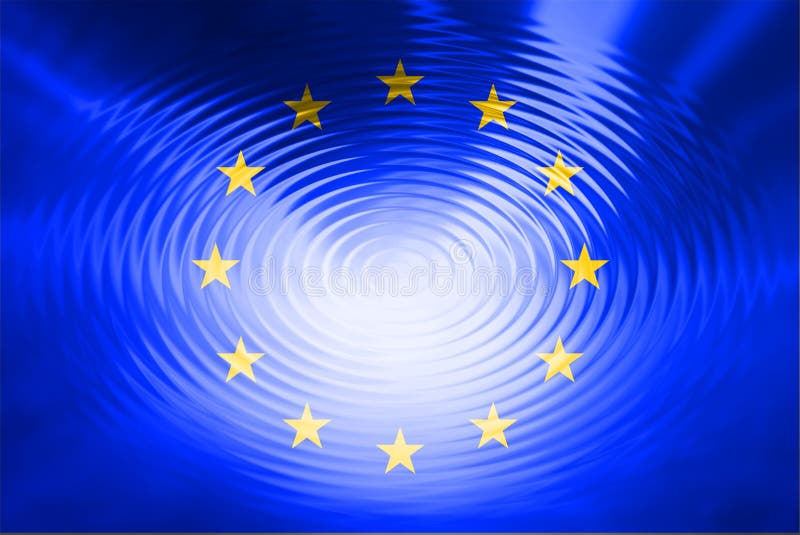 Eu Flag with Shiny Swirling Pattern Background Stock Illustration ...