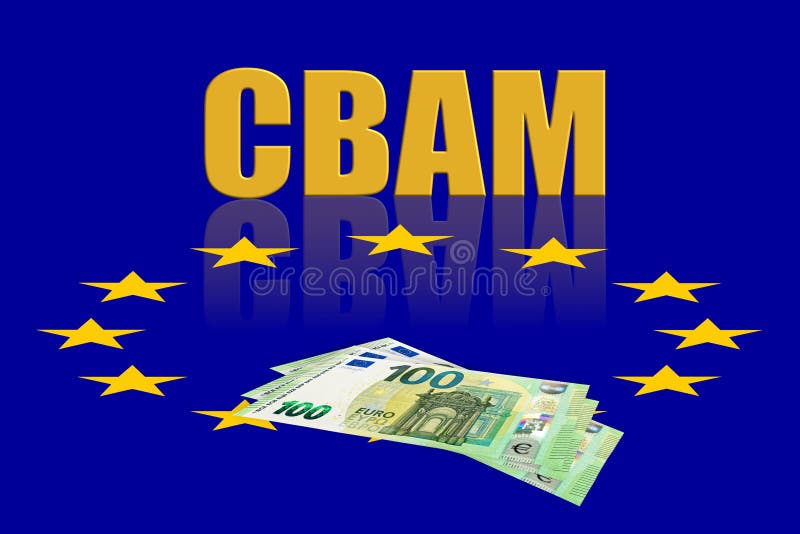 EU flag with word CBAM stock image. Image of market - 376771361