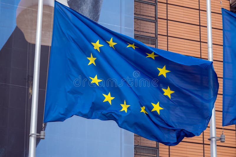 EU Flags in Front of European Commission in Brussels Stock Image ...
