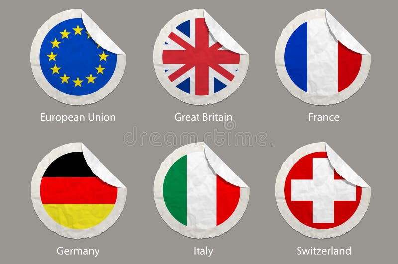 EU Flags Paper Stickers stock vector. Illustration of country - 213847198