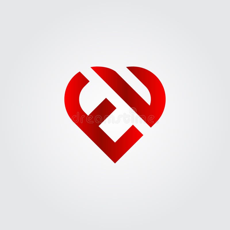 Heart Letter EU Logo - Initial Monogram Template for Alphabet E and U ...