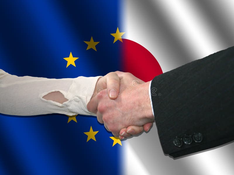 EU Japanese handshake stock illustration. Illustration of agreement ...