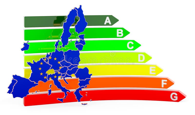 The EU Map with Energy Efficiency Rating, 3D Rendering Stock ...