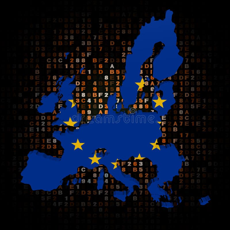 EU Map Flag on Hex Code Illustration Stock Illustration - Illustration ...