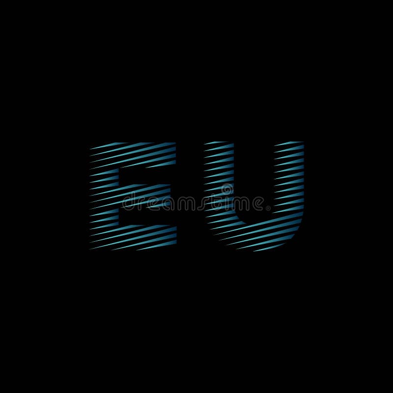 EU Monogram Lines Style Blue Light Vector Stock Vector - Illustration ...