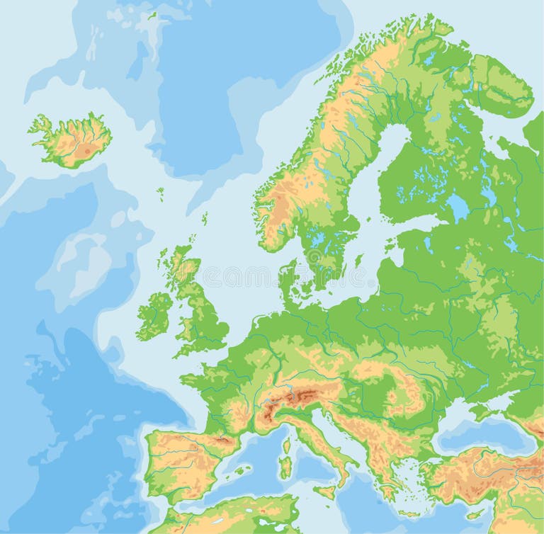 High Detailed Europe Physical Map Stock Illustrations – 336 High ...