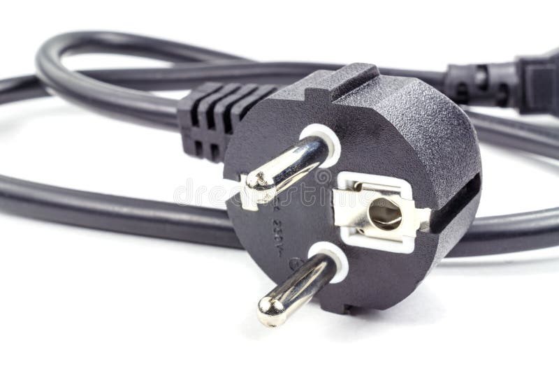 EU Plug for Power Cable on a White Background Stock Image - Image of ...