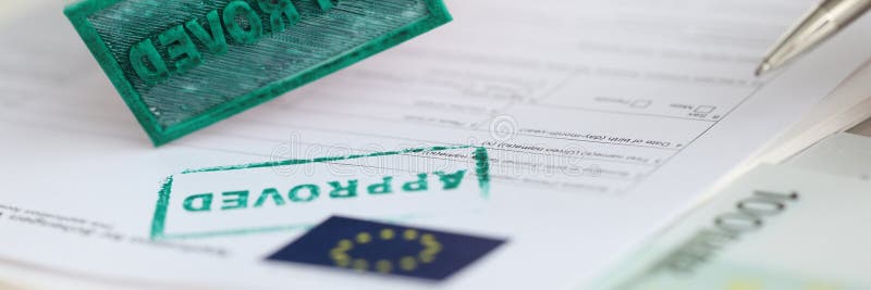 EU Schengen Visa Application and Stamp Approved Document Stock Image ...